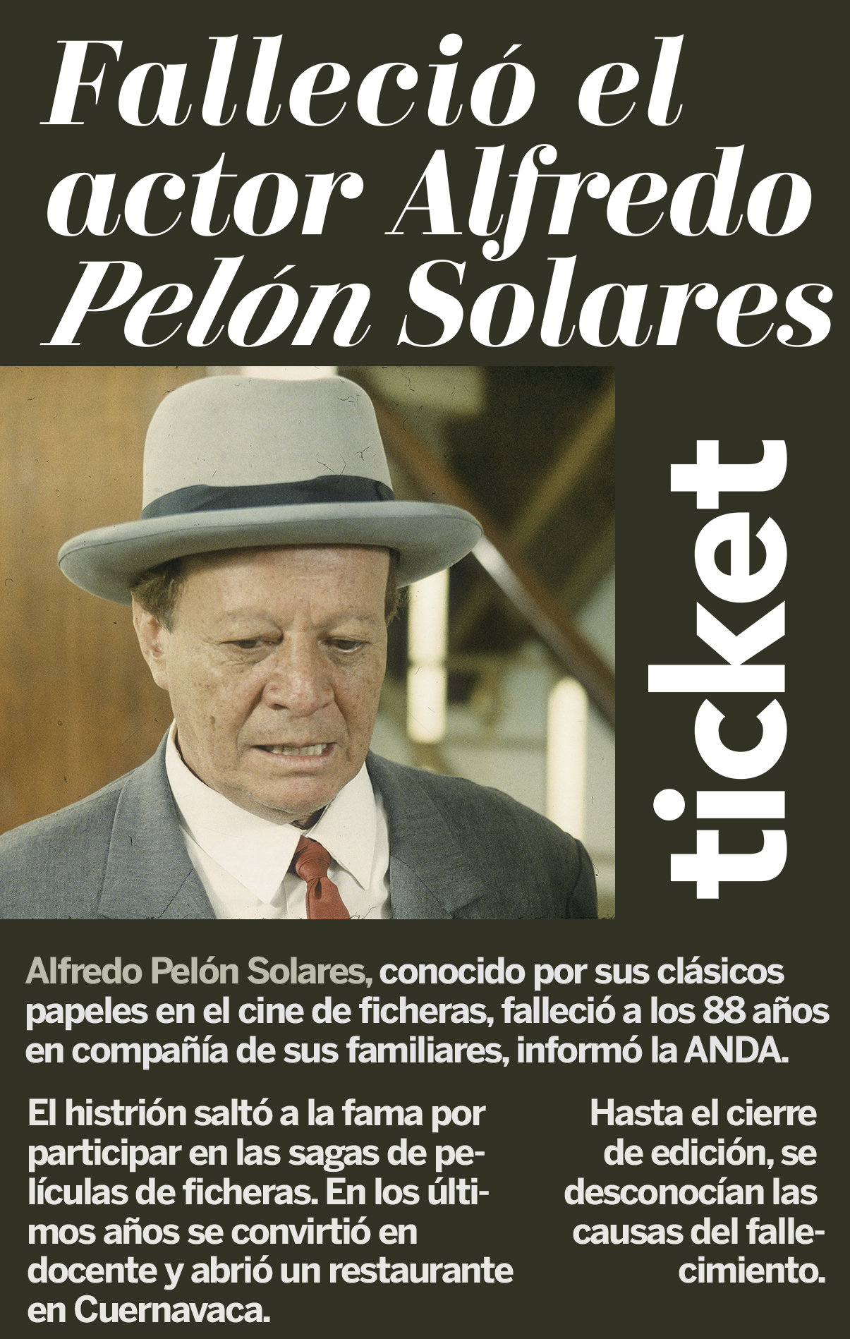 Falleció el actor Alfredo Pelón Solares