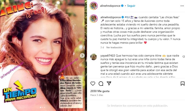 Así se veía Aline Hernández cuando se casó con Sergio Andrade, tenía 14 años y él 35
