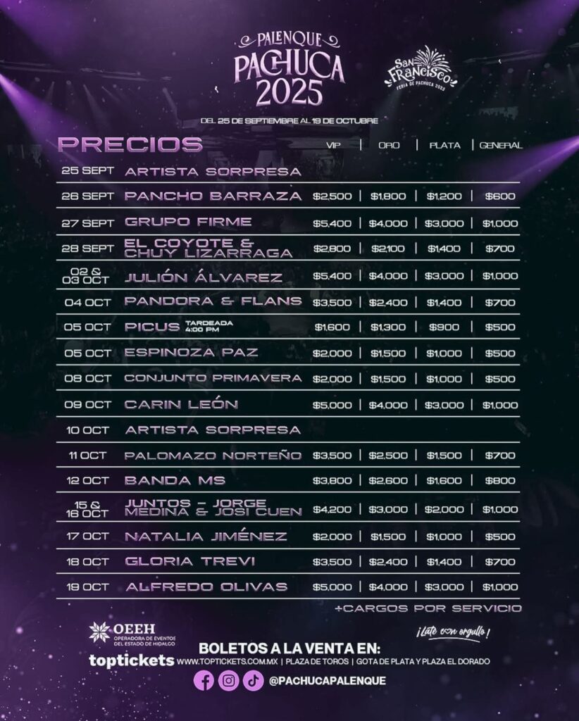 Boletos del Palenque Pachuca 2025 alcanzan los 5 mil 400 pesos: conoce todos los precios